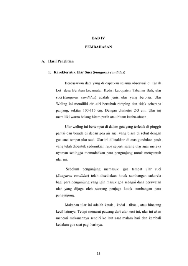 KARYA ILMIAH ULAR SUCI (Bungarus candidus) SEBAGAI DAYA TARIK WISATA DI ...