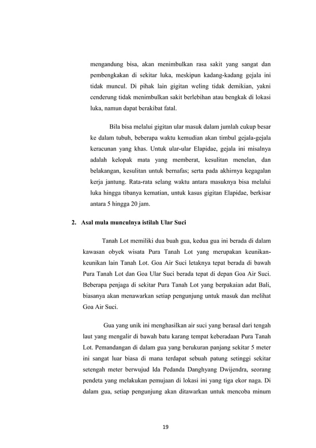 KARYA ILMIAH ULAR SUCI (Bungarus candidus) SEBAGAI DAYA TARIK WISATA DI ...