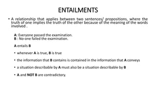 SEMANTICS AND PRAGMATICS - PRESUPPOSITIONS AND ENTAILMENTS | PPTX