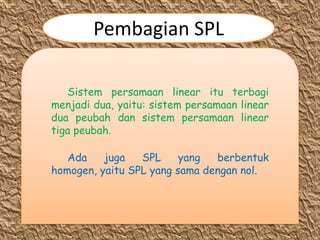 Sistem Persamaan Linear | PPTX