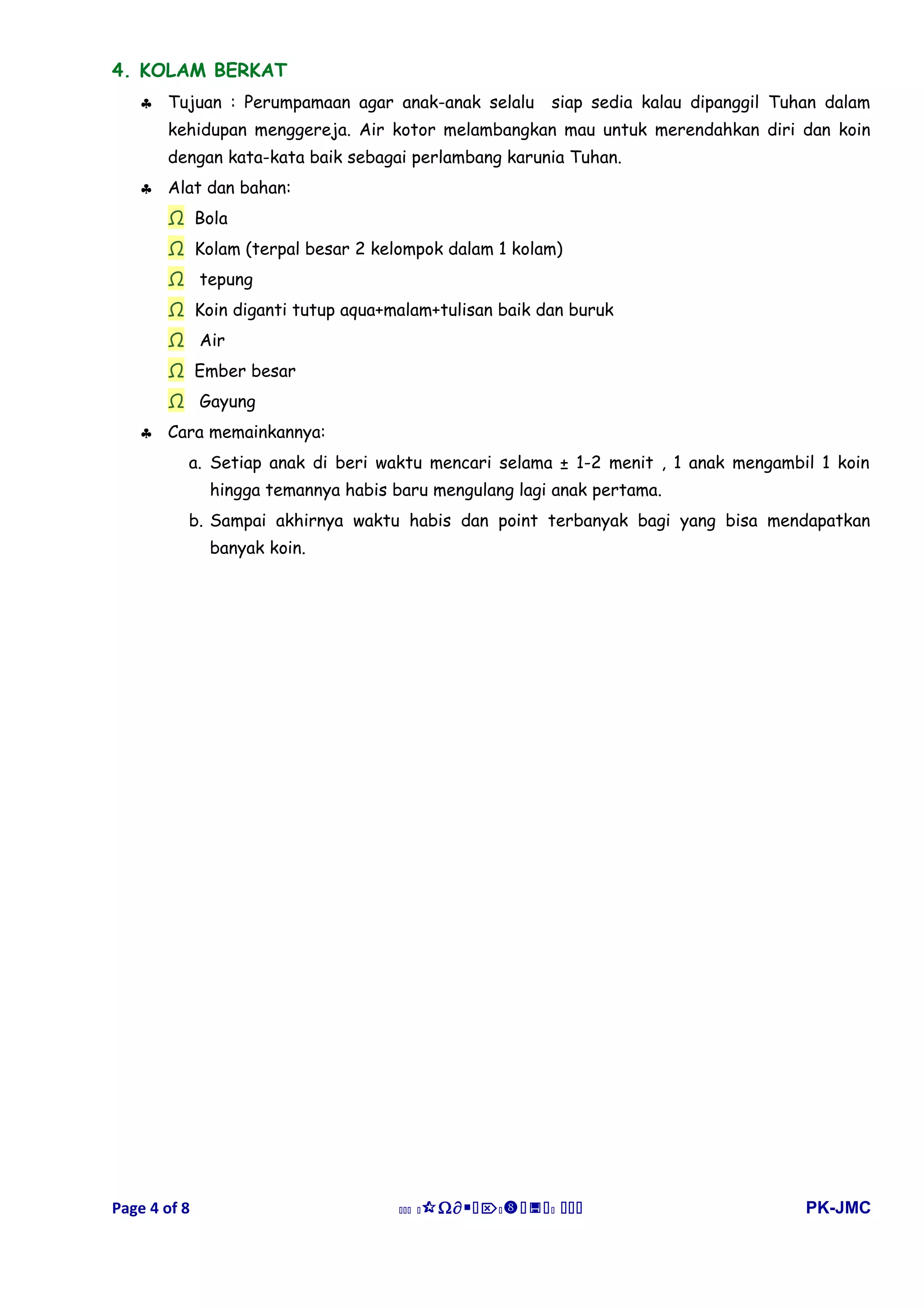 Contoh Ide Games untuk kegiatan Rekoleksi BIAK (2) | ODT