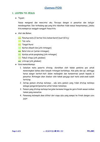 Contoh Ide Games untuk kegiatan Rekoleksi BIAK (2) | ODT