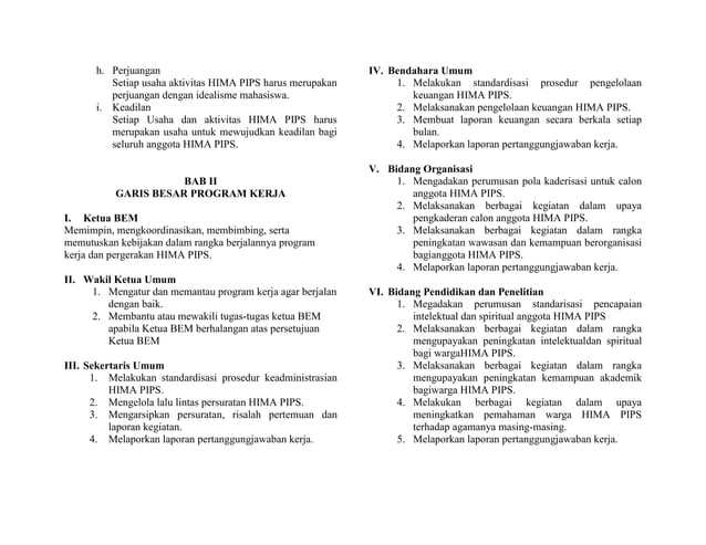 garis besar program kerja | DOCX