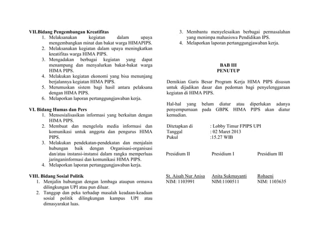 garis besar program kerja | DOCX