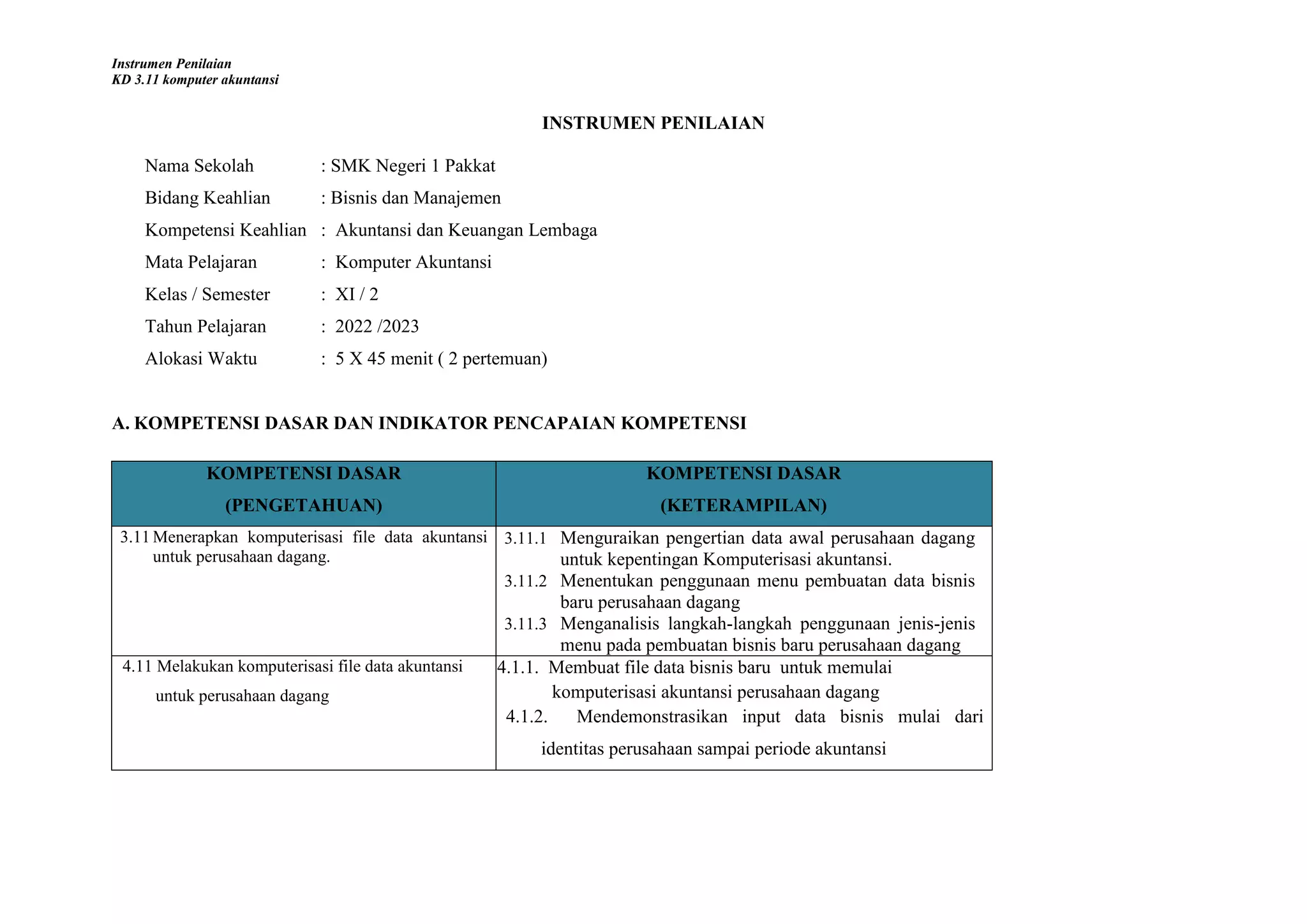 Revisi INSTRUMEN PENILAIAN KD 3.11 KA.docx