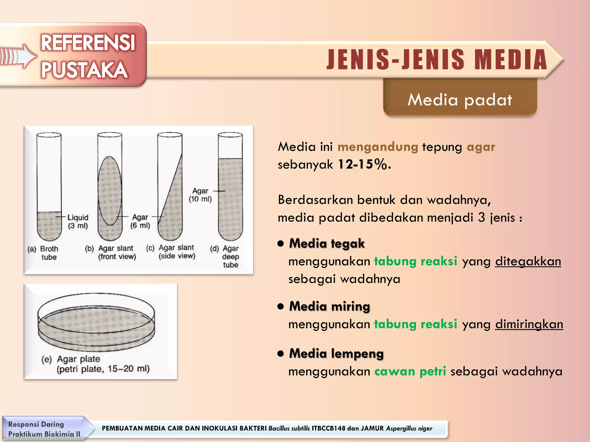 PEMBUATAN MEDIA CAIR & INOKULASI BAKTERI Bacillus Subtilis ITBCCB148 ...