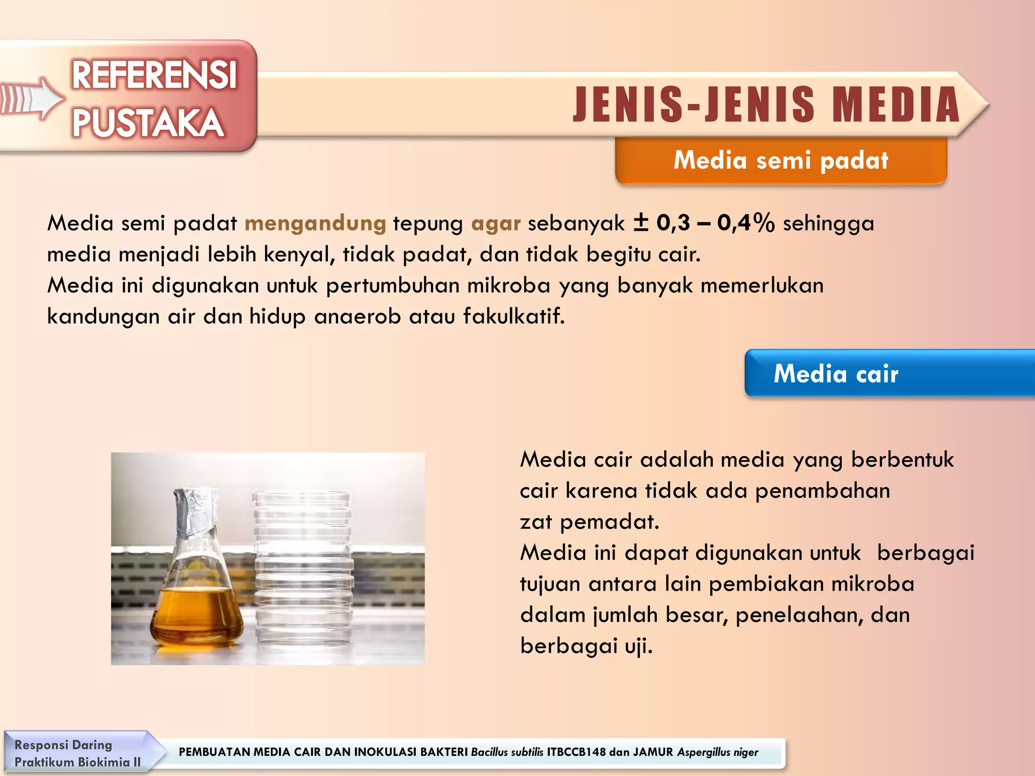 PEMBUATAN MEDIA CAIR & INOKULASI BAKTERI Bacillus Subtilis ITBCCB148 ...