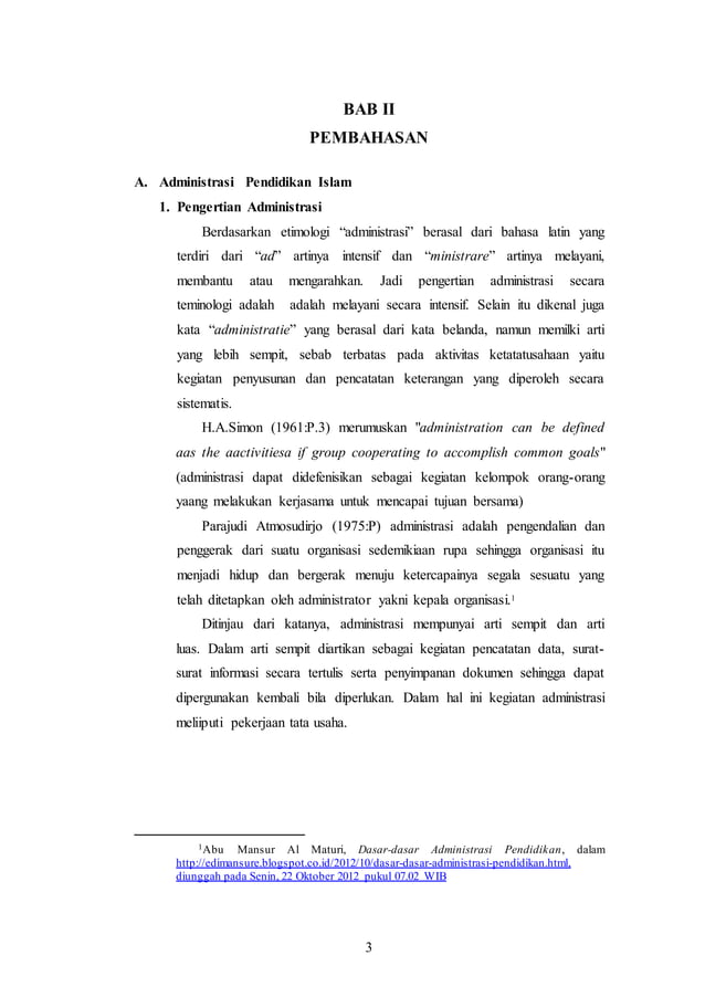 Revisi makalah administrasi pend islam | PDF