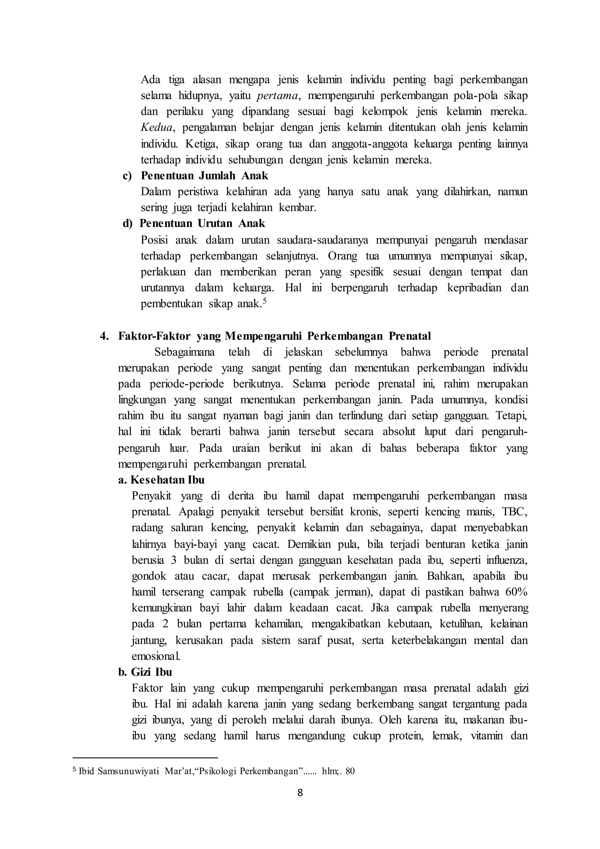 Revisi makalah perkembangan masa prenatal dan kelahiran sip (1) | DOCX