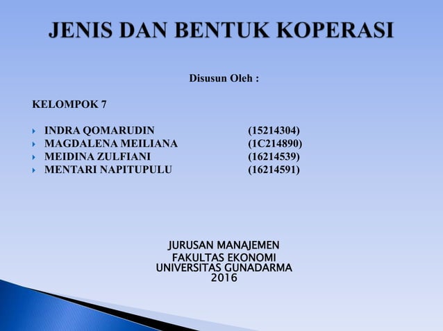 JENIS DAN BENTUK KOPERASI | PPTX