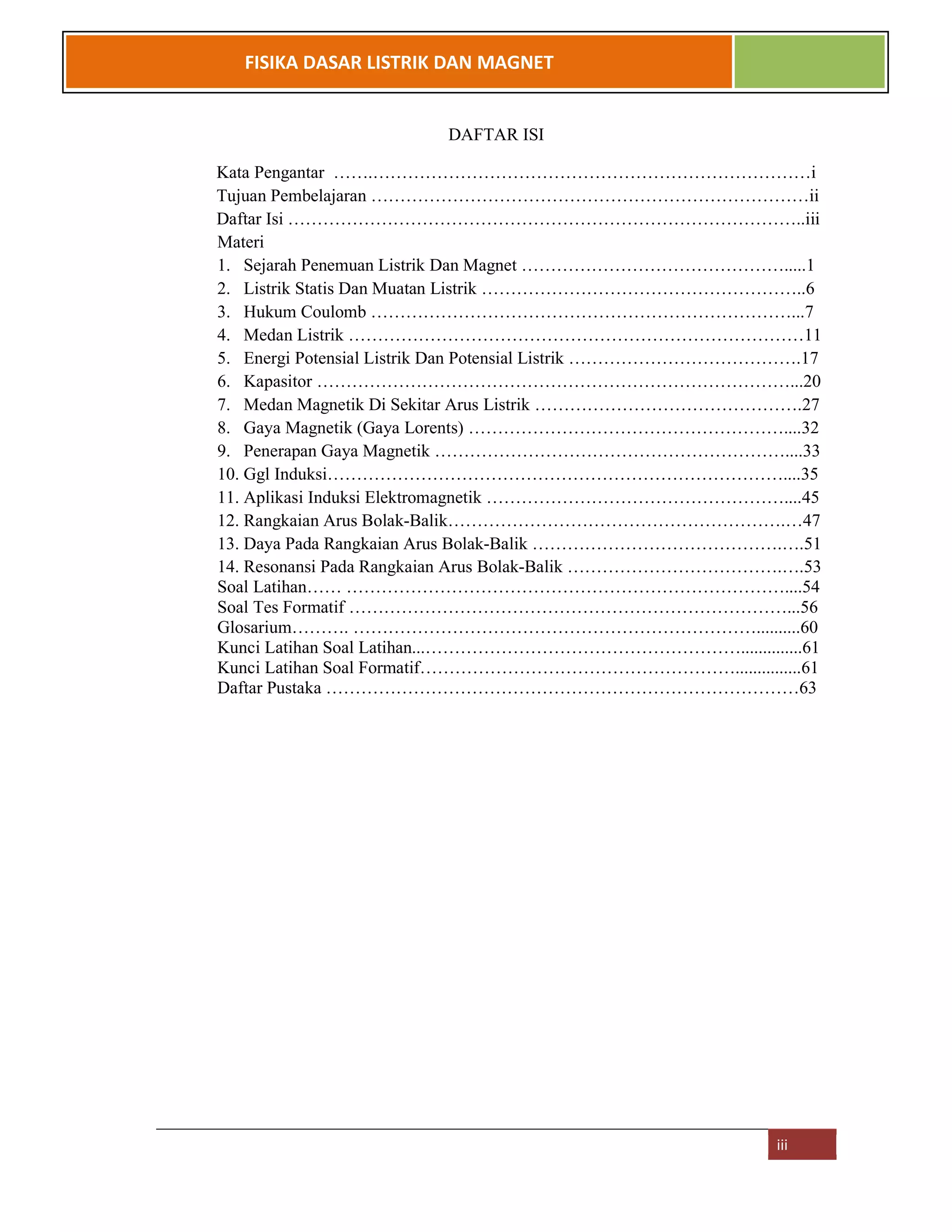 MODUL FISIKA LISTRIK DAN MAGNET | PDF