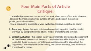 Creative Nonfiction: Revising and Critiquing | PPTX