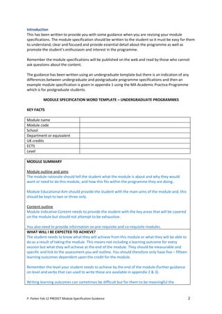 Revising Module Specifications: A Guidance Booklet | DOC