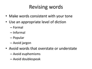 Revising sentences and words | PPT