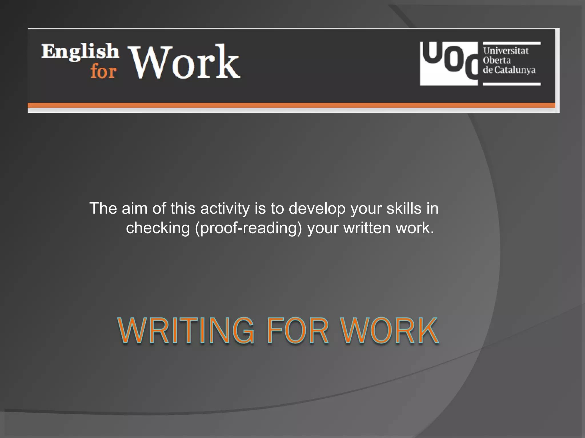 Revising your work presentation | PPT