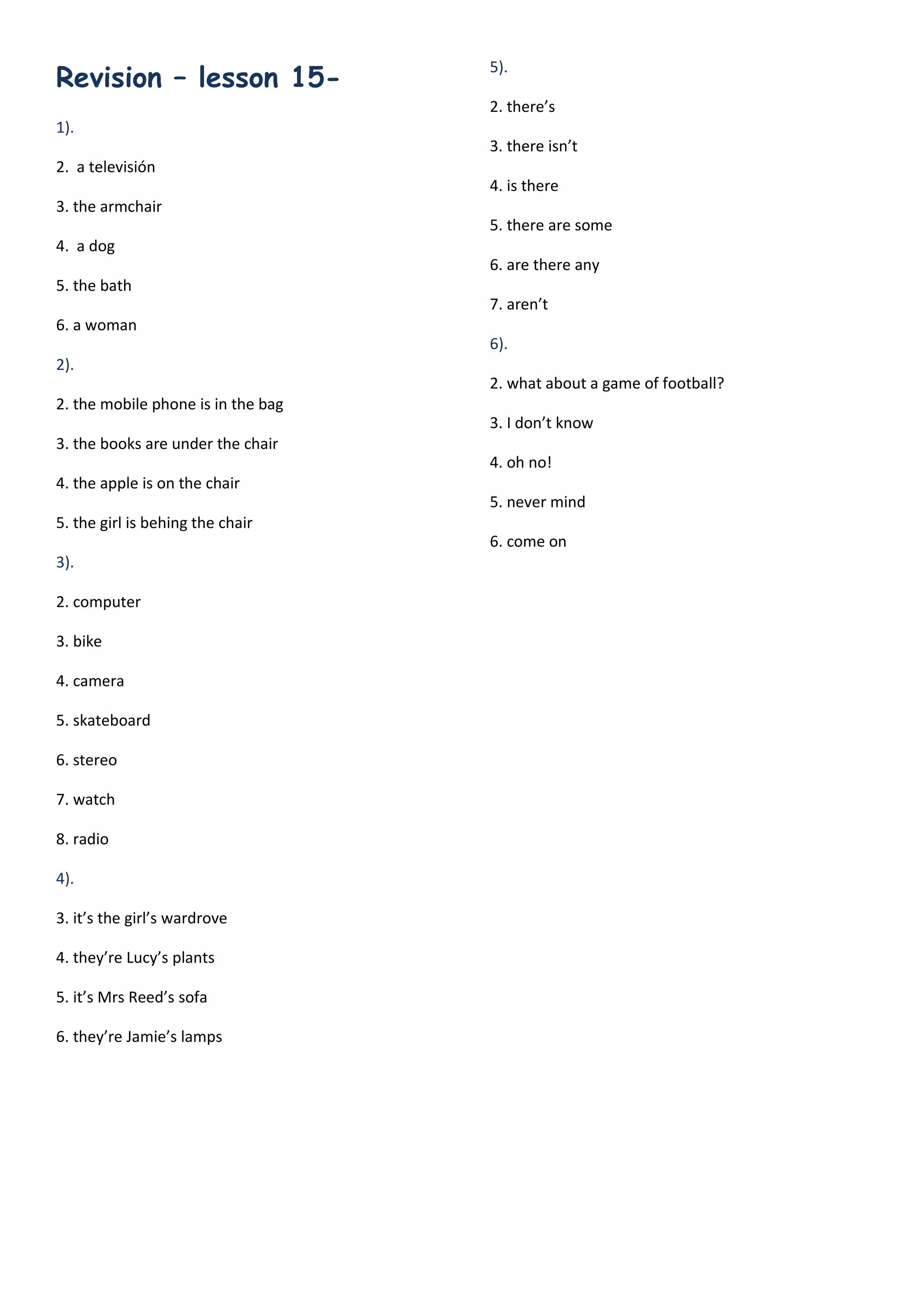 Revision - answer key | DOC