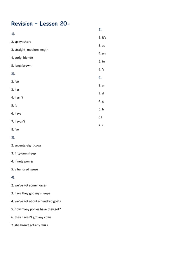 Revision - answer key | PDF