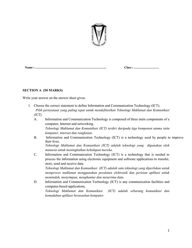 soalan ICT tingkatan 4 | DOCX