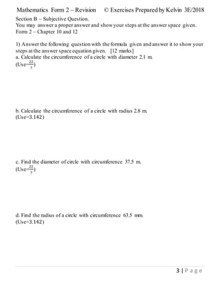 Mathematics-Form 3-Revision © By Kelvin | DOCX