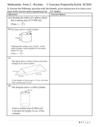 Mathematics-Form 3-Revision © By Kelvin | DOCX