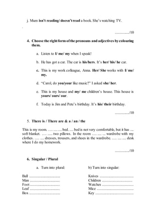 Back to school revision | DOCX