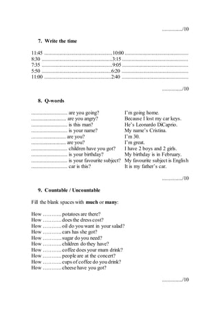 Back to school revision | PDF