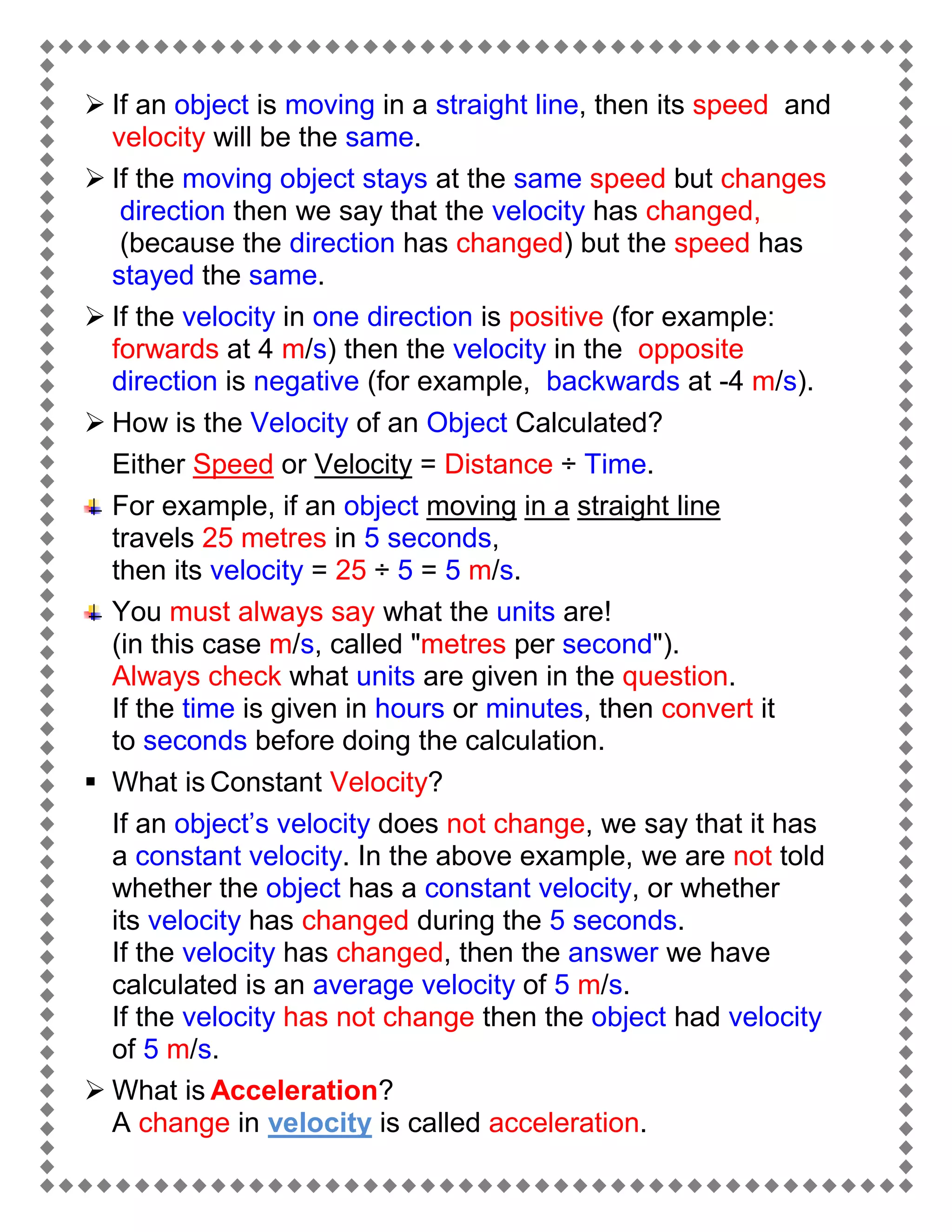 Revision: Describing Motion | PDF