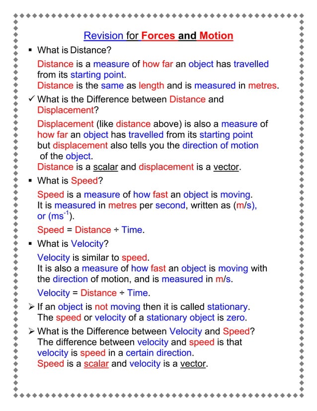 Revision: Describing Motion | PDF
