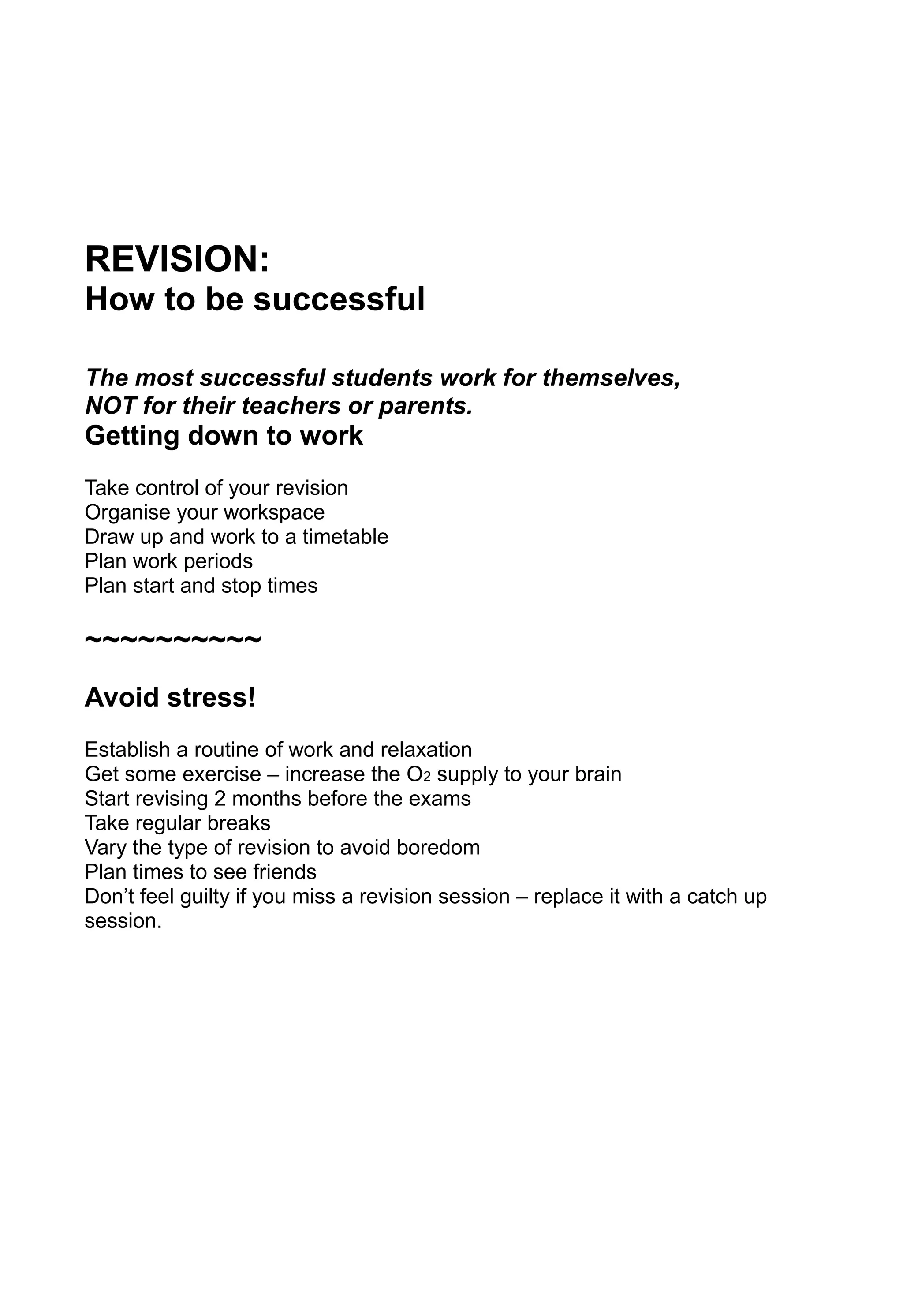 Revision how to be successful - key points | DOC