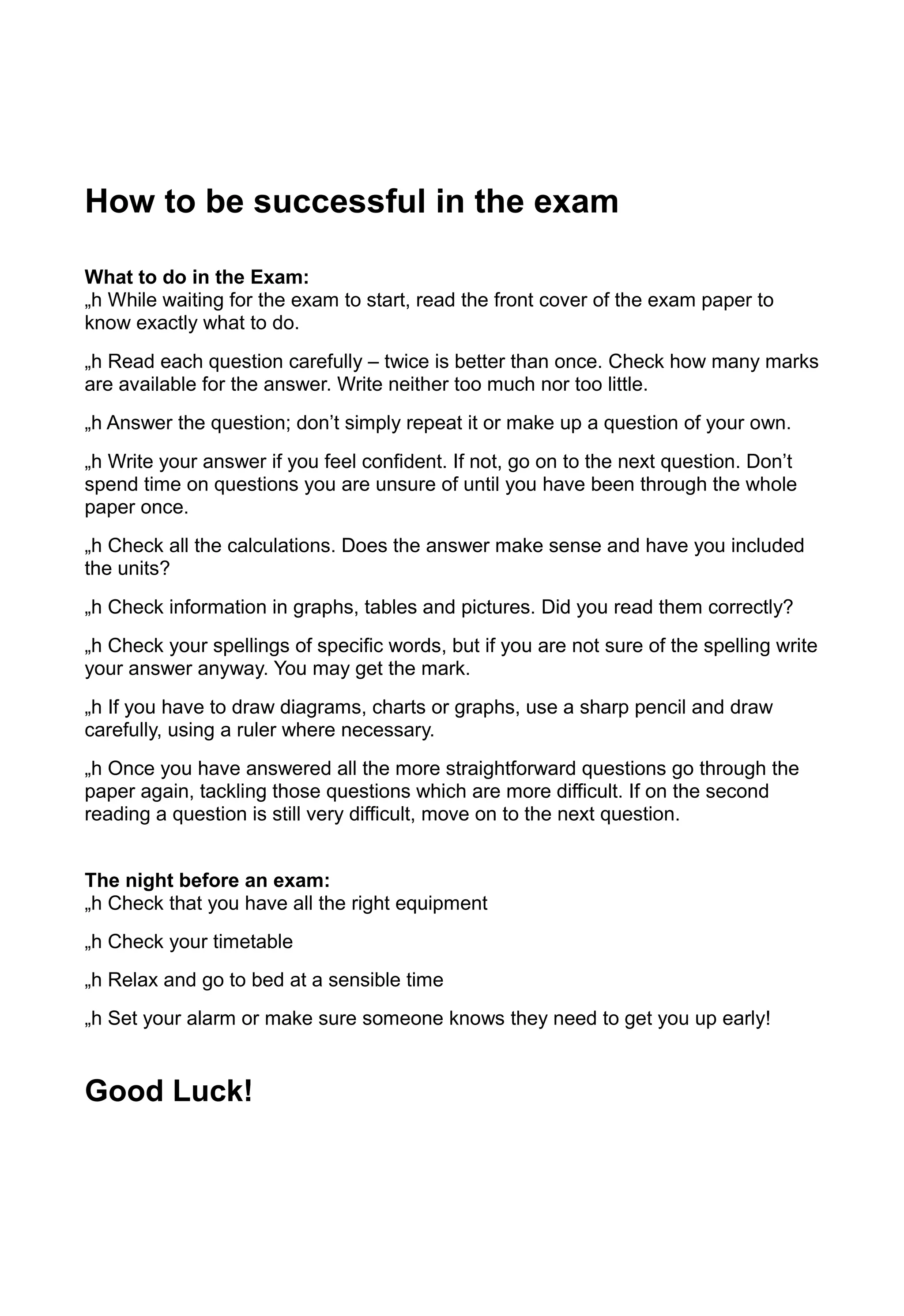 Revision how to be successful - key points | PDF