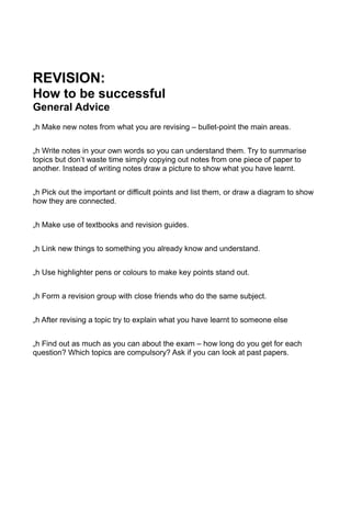 Revision how to be successful - key points | PDF