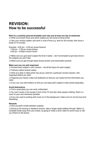 Revision how to be successful - key points | PDF
