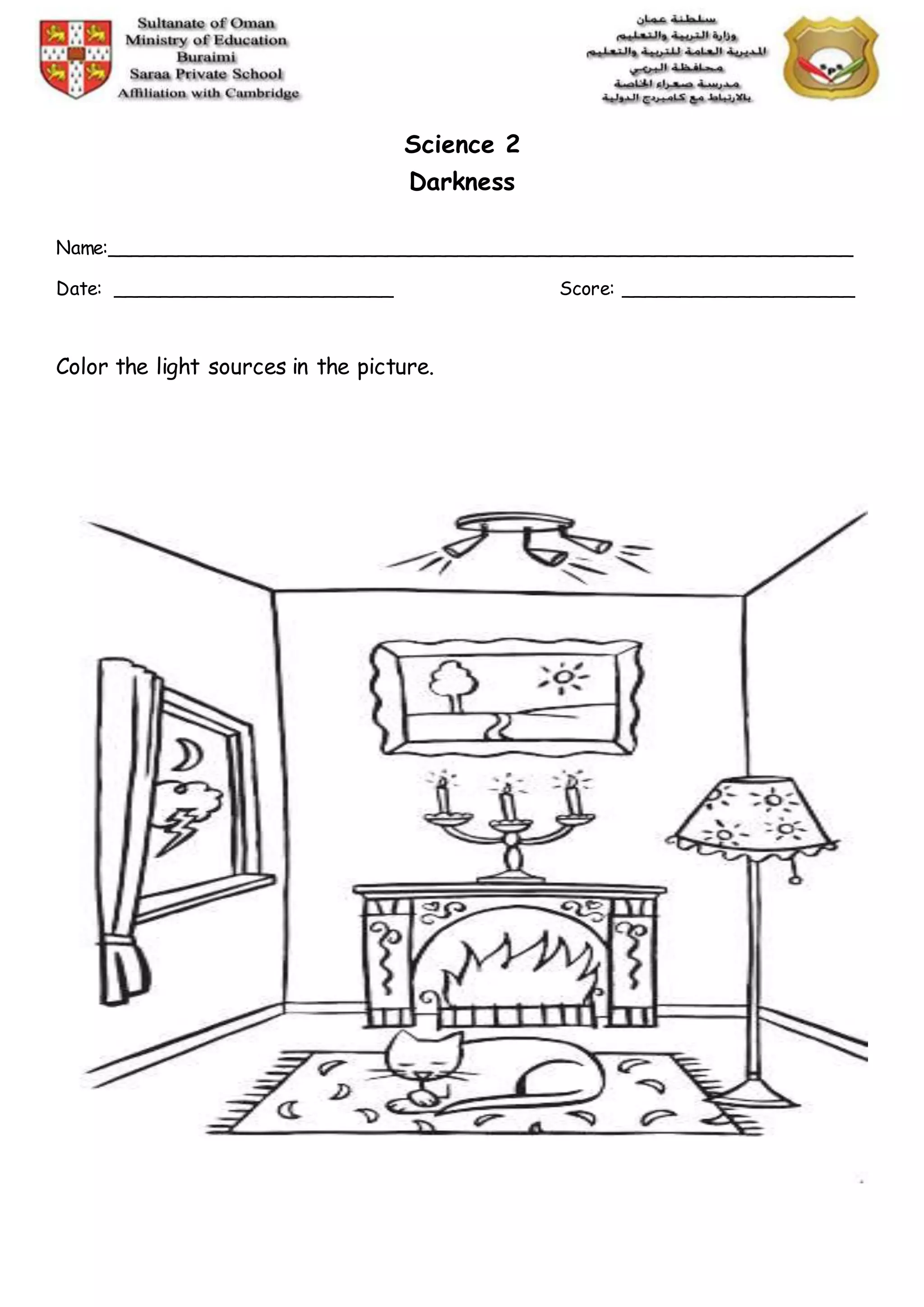 Light sources worksheet 3 | DOCX