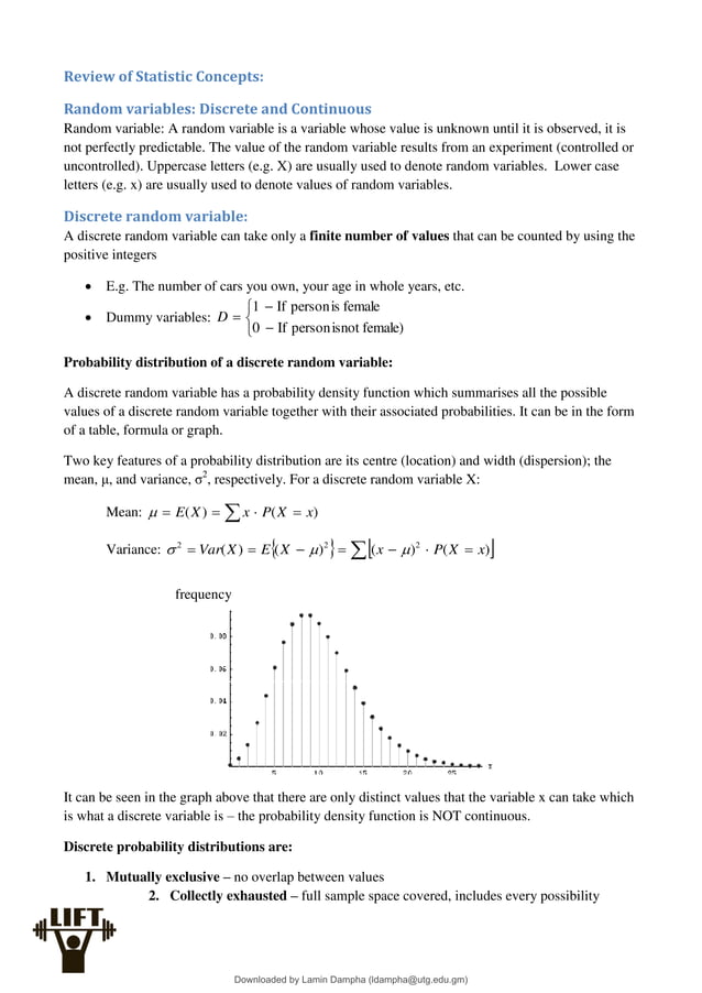 Revision Notes Introductory Econometrics Lecture 1 11pdf