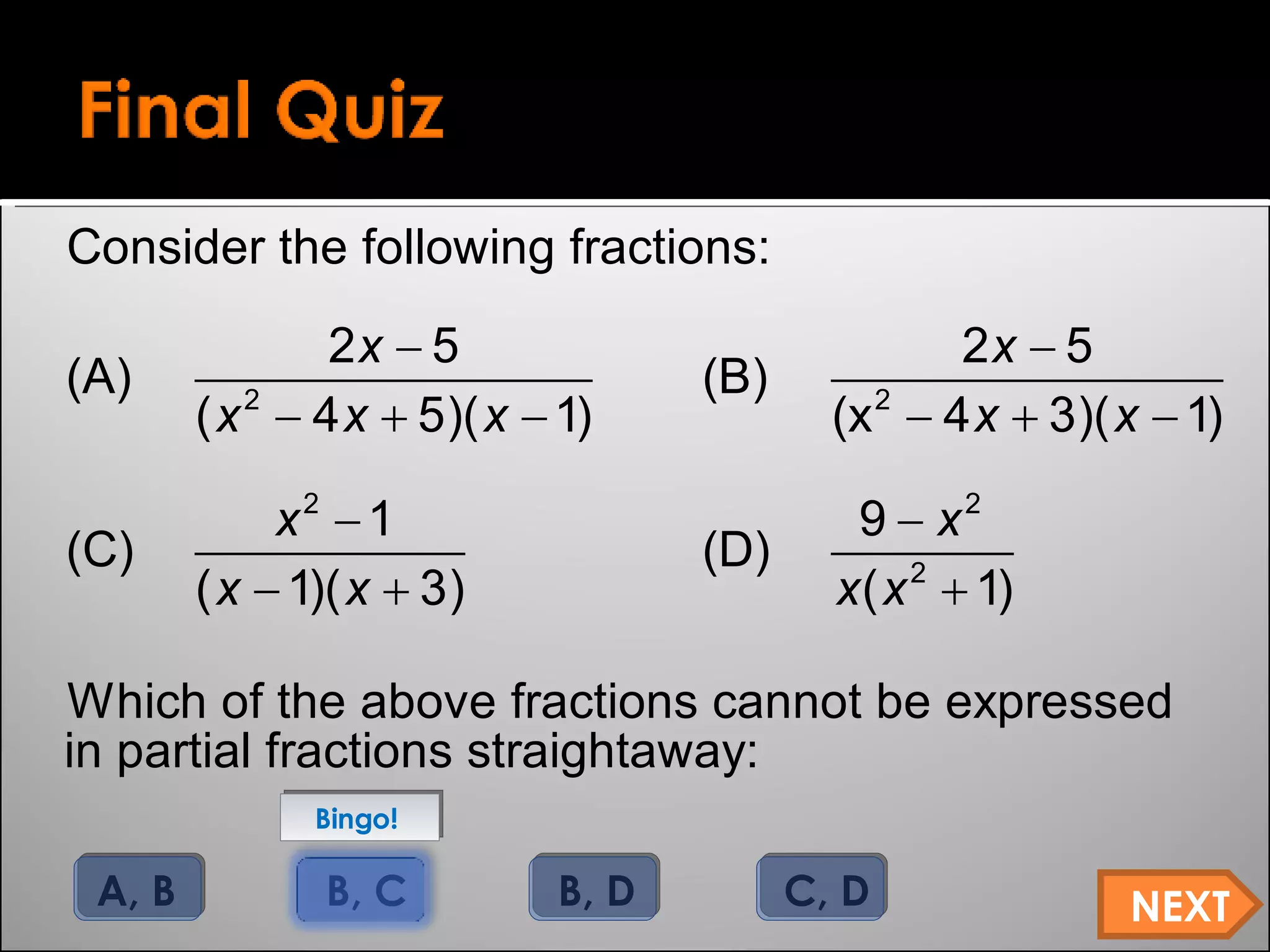 Revision Partial Fractions | PPT