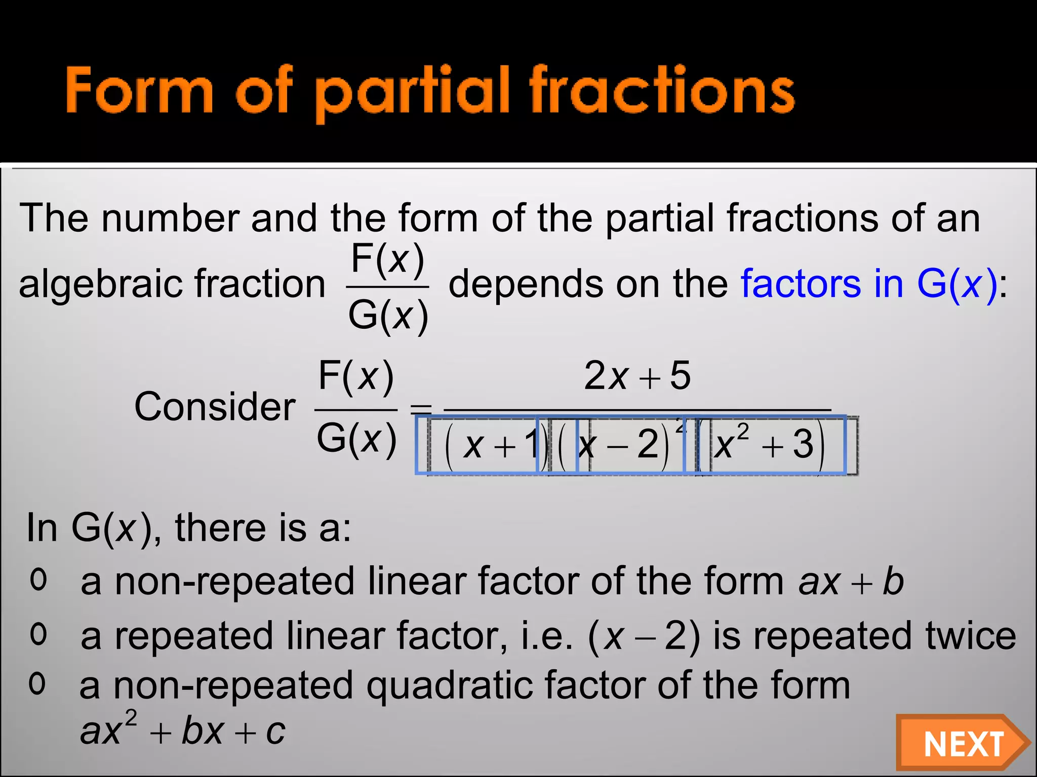 Revision Partial Fractions | PPT
