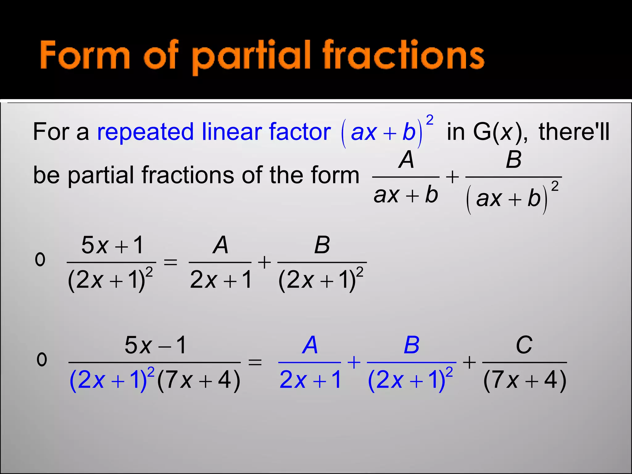 Revision Partial Fractions | PPT