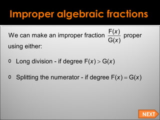 Revision Partial Fractions | PPT