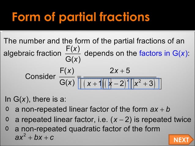 Revision Partial Fractions | PPT