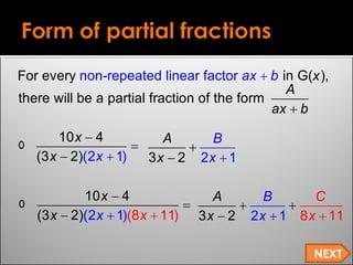 Revision Partial Fractions | PPT