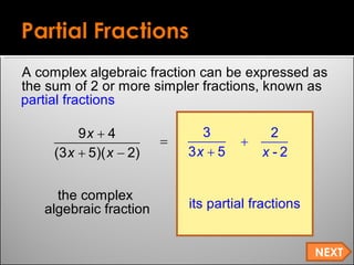 Revision Partial Fractions | PPT