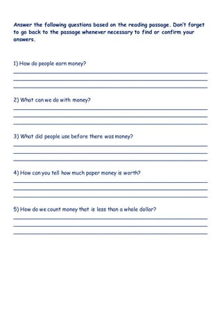 Reading: Money, Money, Everywhere! | PDF