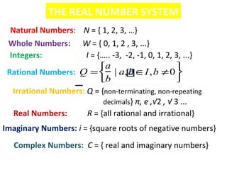Real Numbers System
