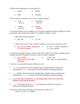 Revision1schema C programming | PDF