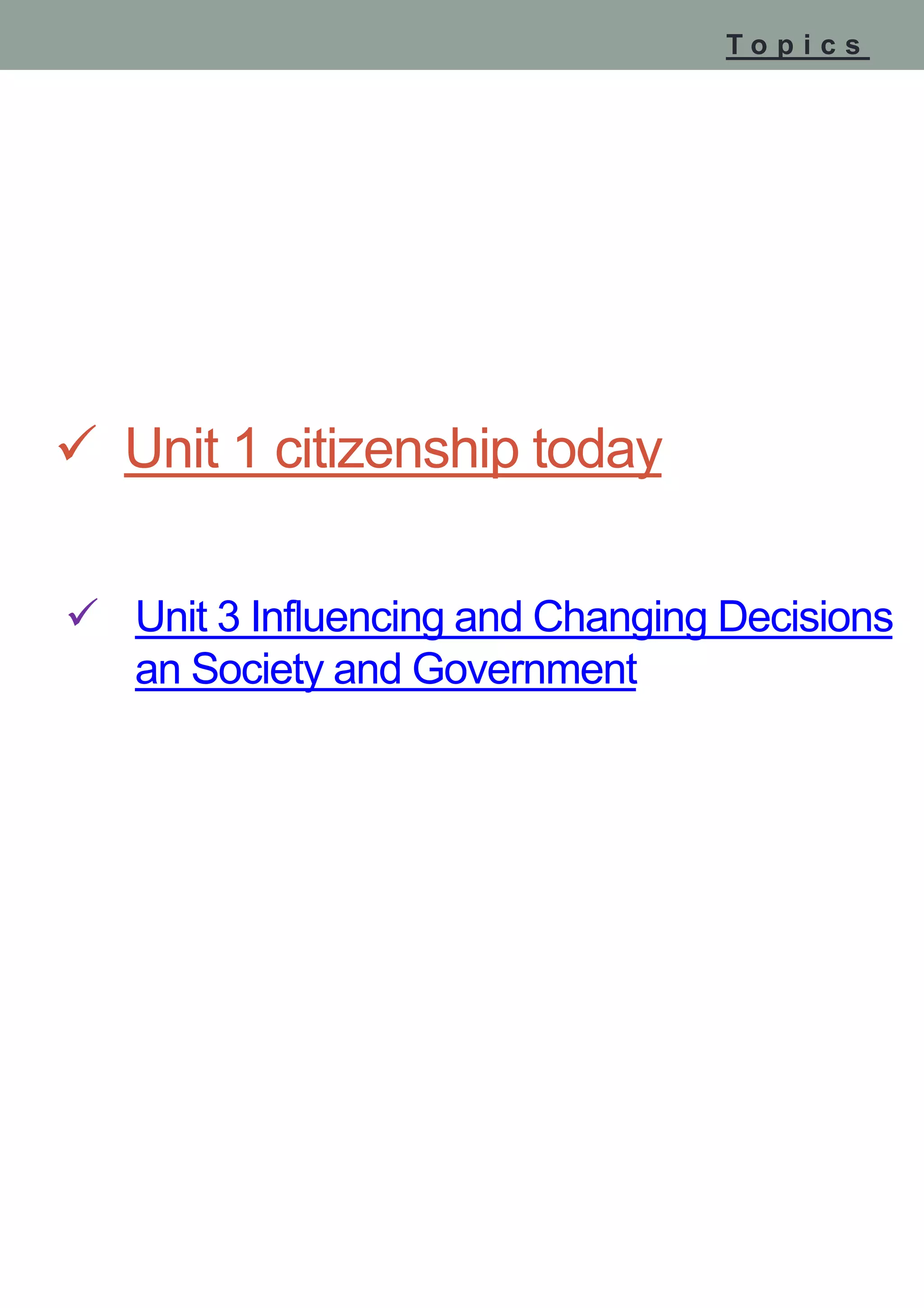 Citizenship Revision unit 1 and unt 3 | PPTX