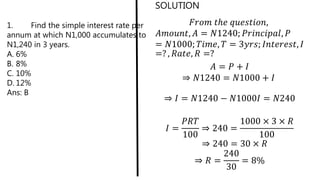 Revision cards on financial mathmatics | PPTX