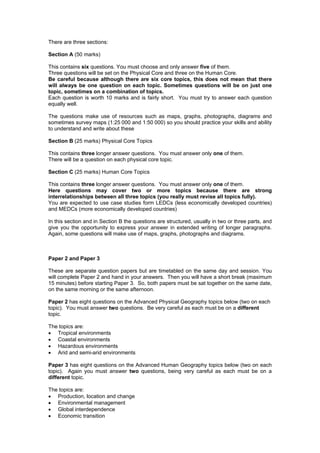 Revision checklist for A LEVEL GEOGRAPHY | PDF