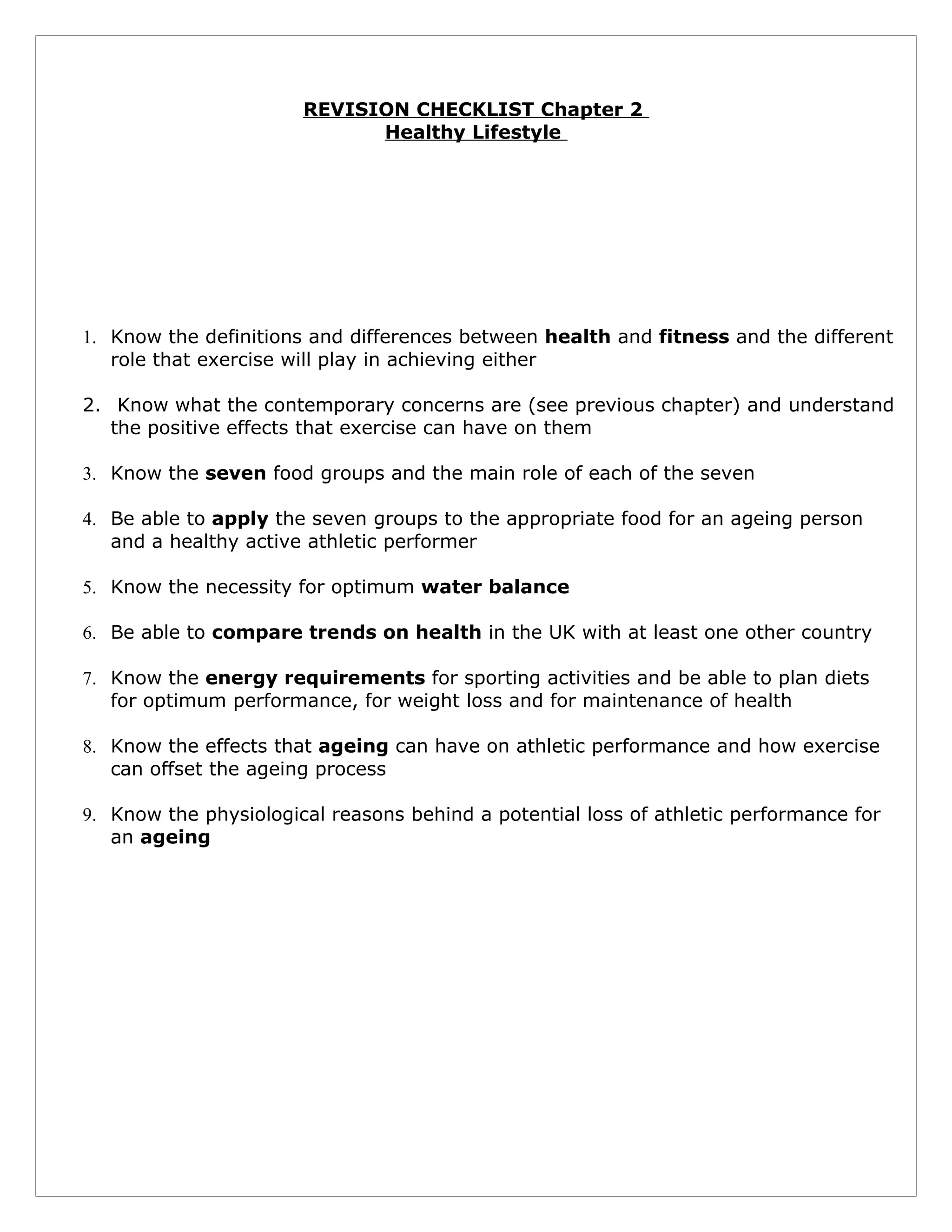 Revision checklist chapter 2 | PDF