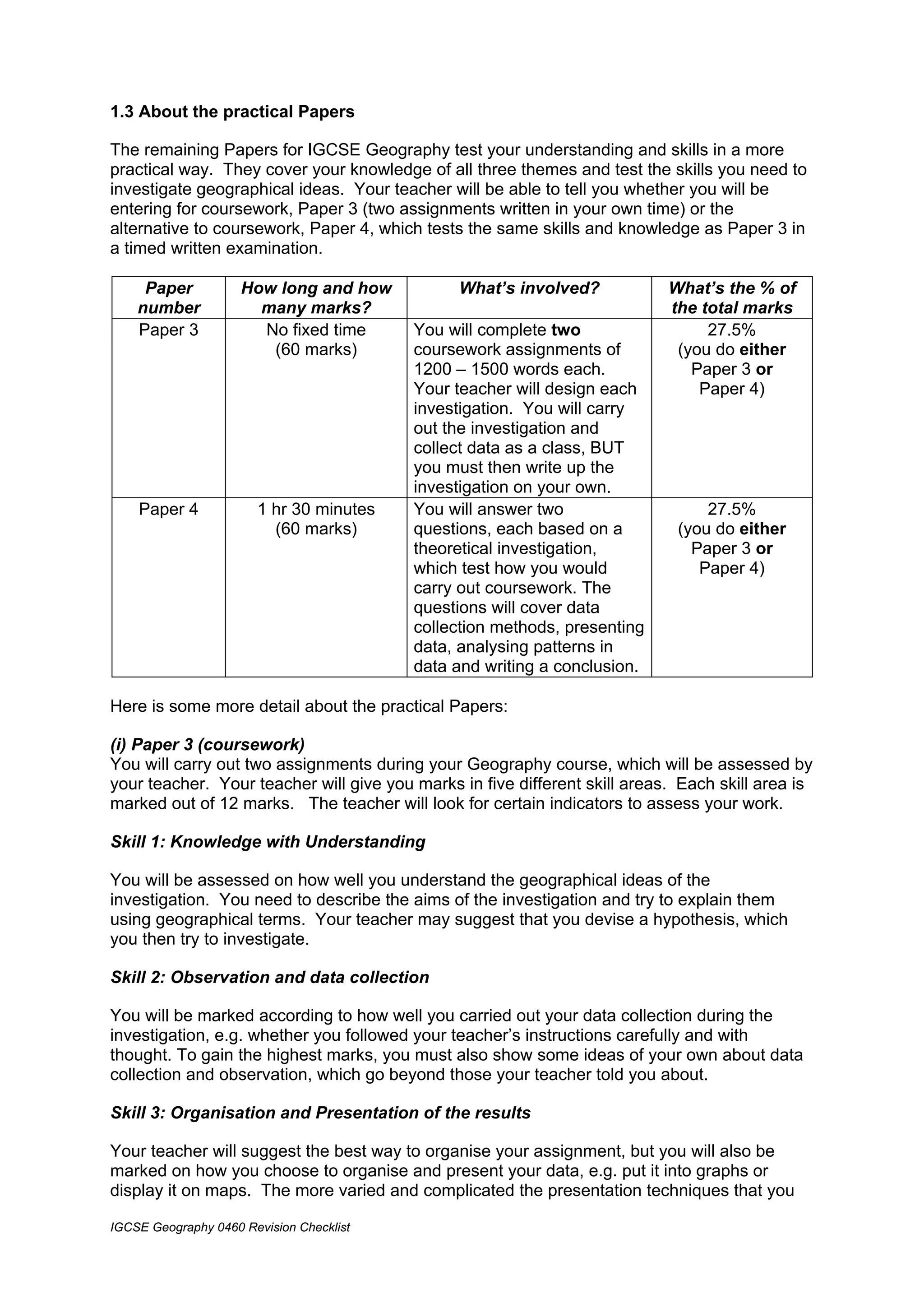 Revision checklist for igcse geography | PDF