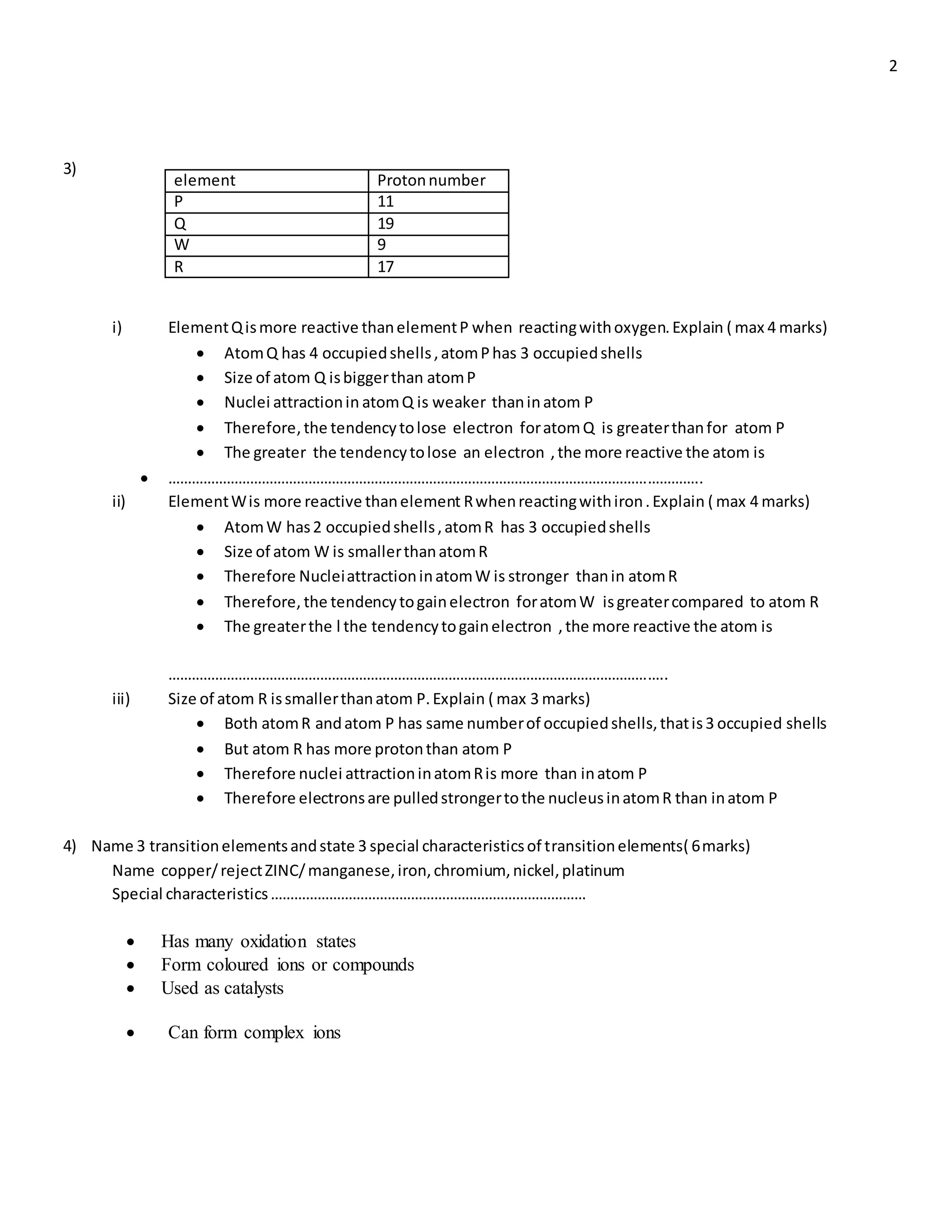 Revision chemistry 2010 test 1-answer | DOC